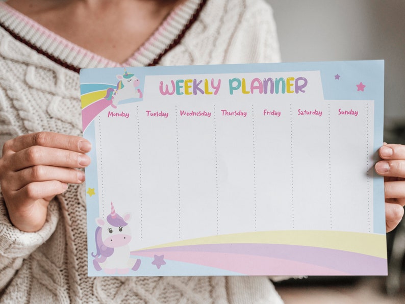 Printable Unicorn Kids Weekly Planner | Unicorn Homeschool Planner ...