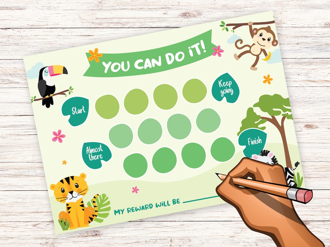 Printable Jungle Reward Chart Safari Reward Chart Growth Chart for Boys ...
