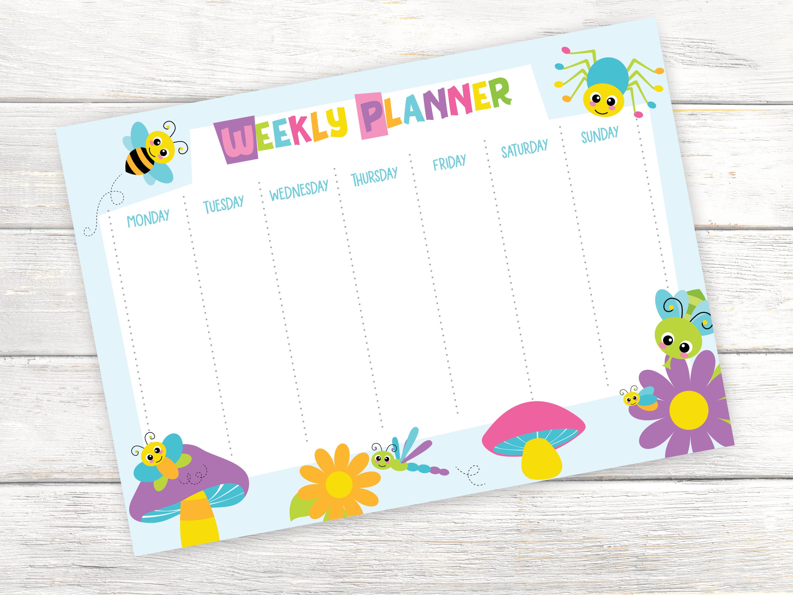 Bugs Weekly Schedule for Kids Printable Homeschool Weekly Schedule ...