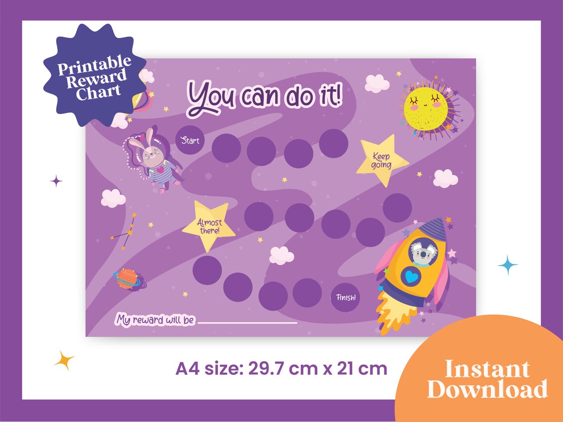 Printable Outer Space Reward Chart Planets Sticker Chart - Etsy