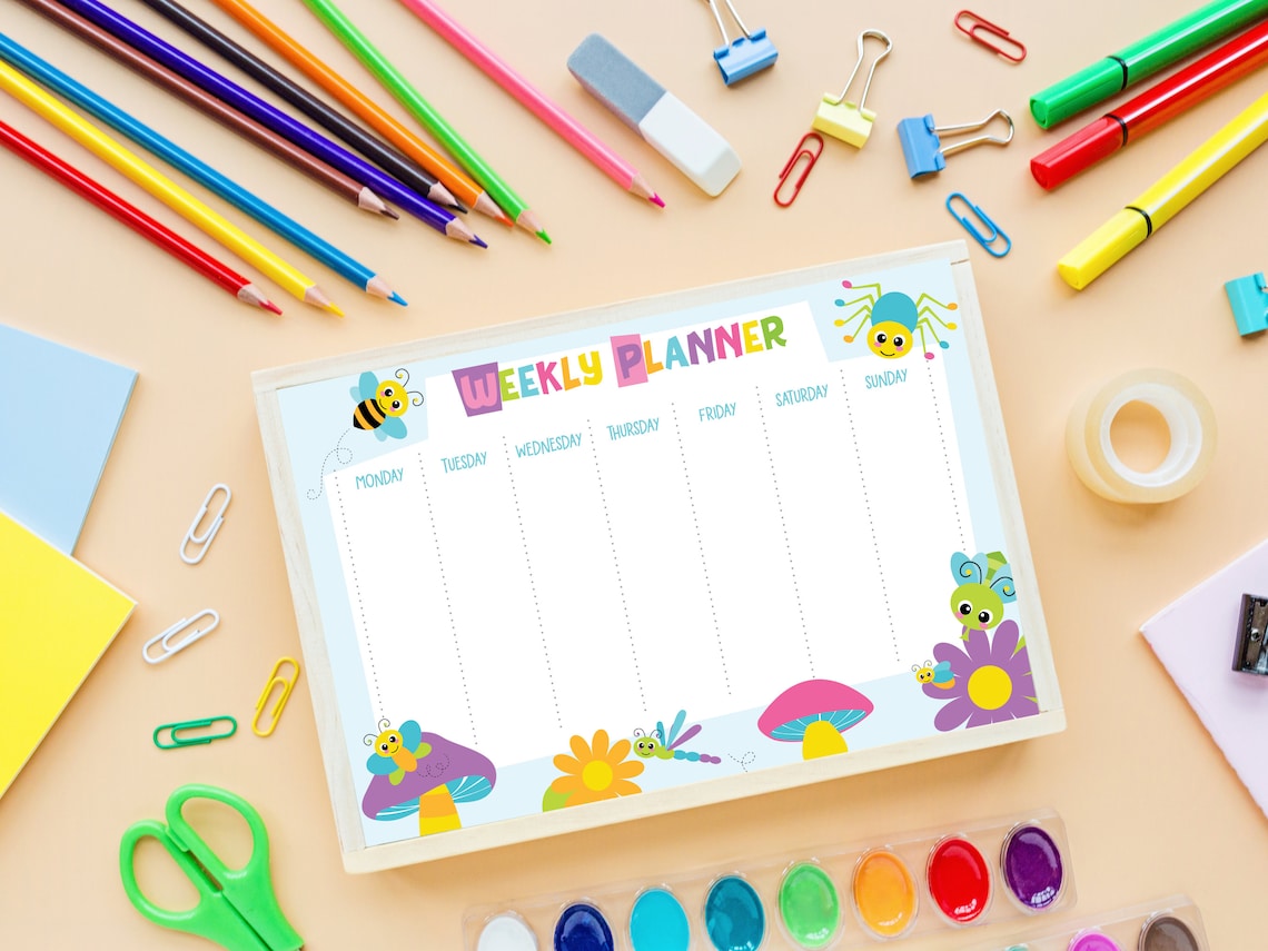 Bugs Weekly Schedule for Kids Printable Homeschool Weekly Schedule ...