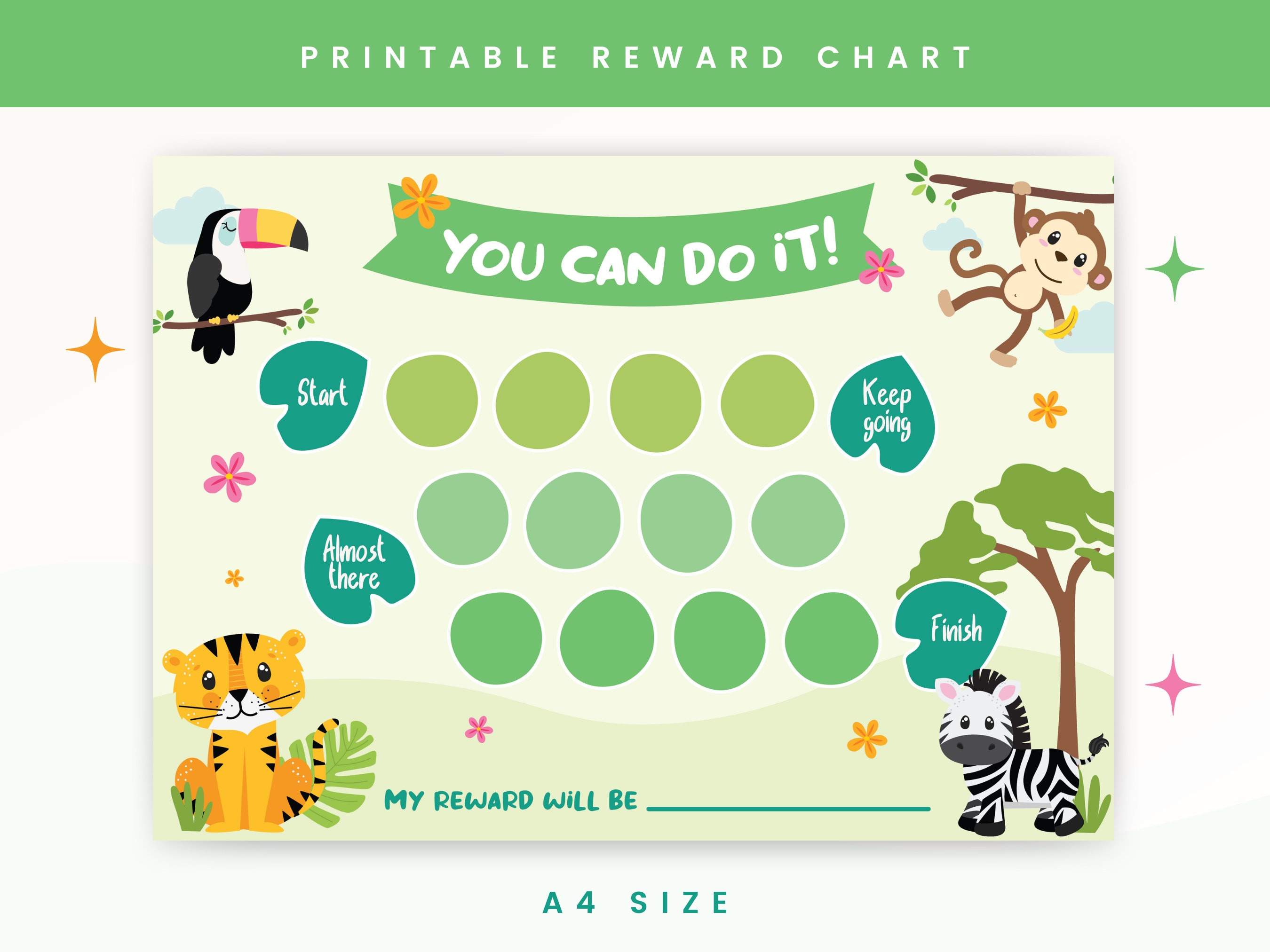 Printable Jungle Reward Chart | Safari Reward Chart | Growth Chart for ...
