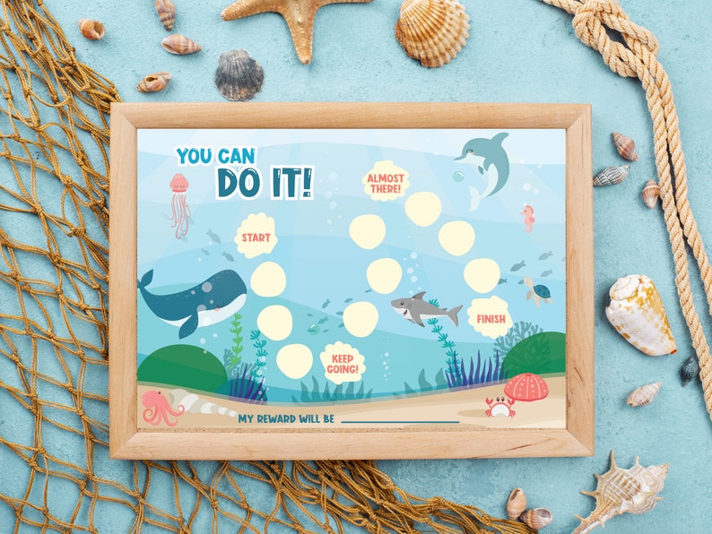 Reward Chart | Whale Shark Fish Sticker Chart | Instant Download ...