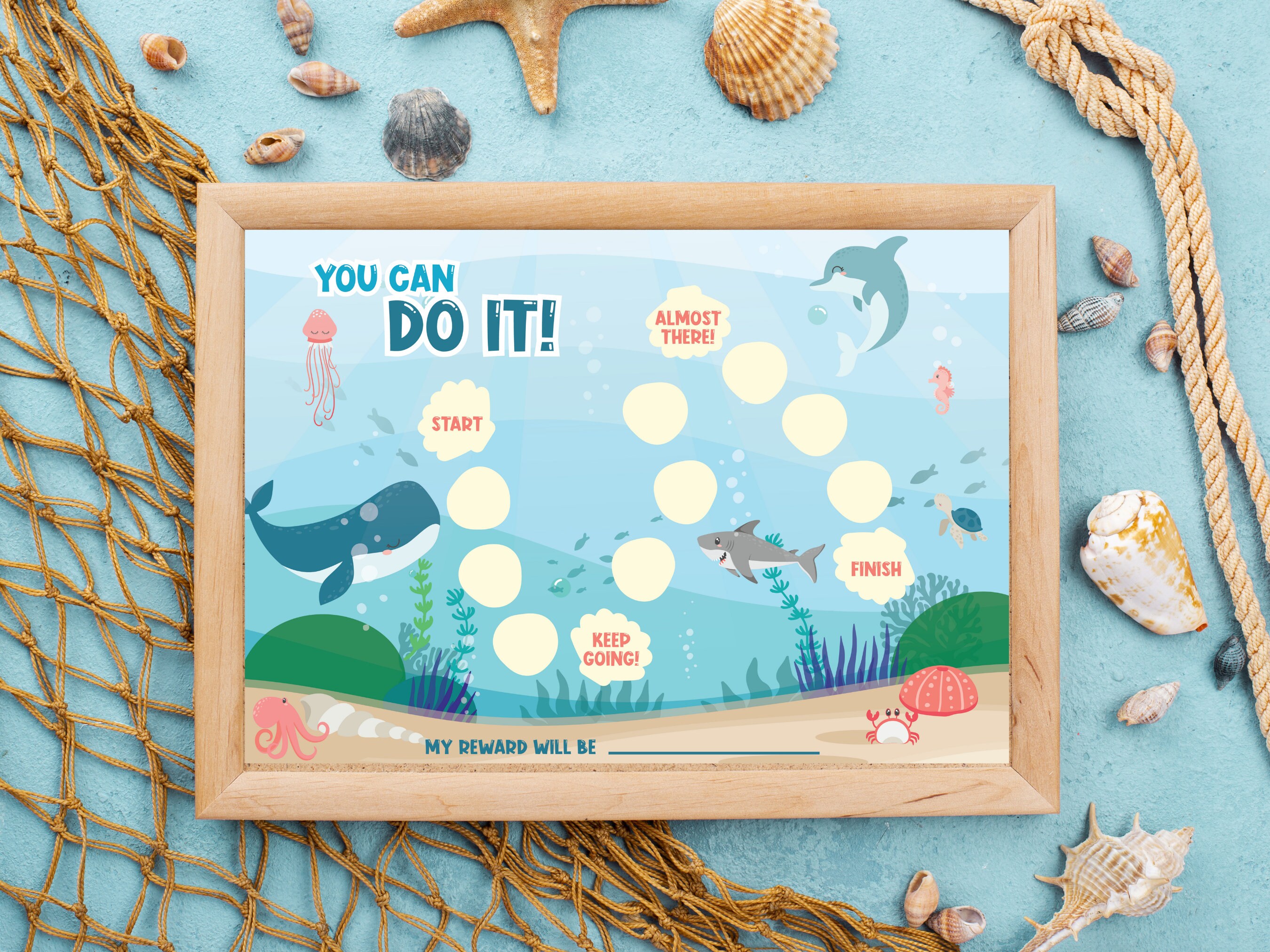 Reward Chart | Whale Shark Fish Sticker Chart | Instant Download ...