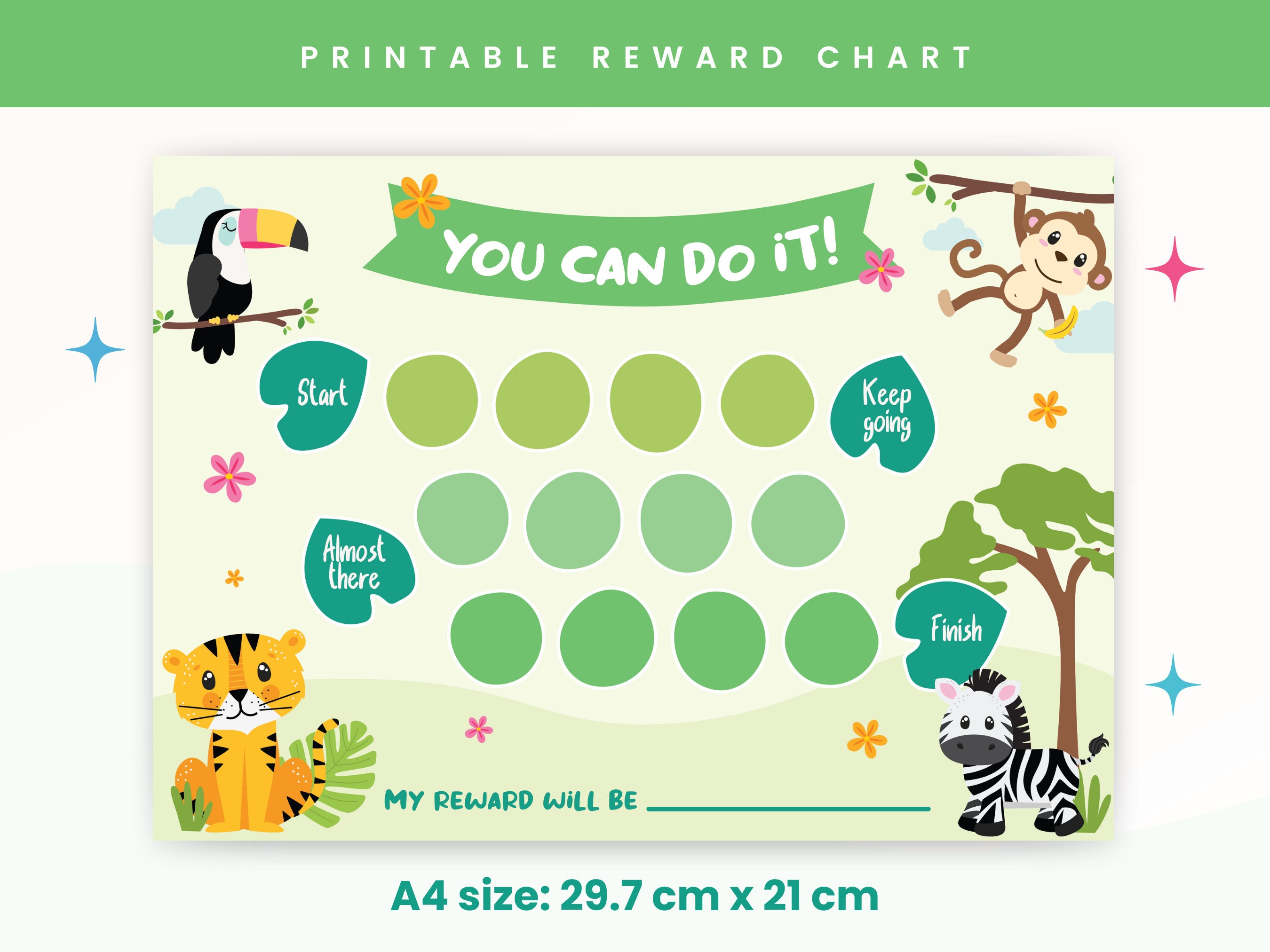Printable Jungle Reward Chart Safari Reward Chart Growth - Etsy UK