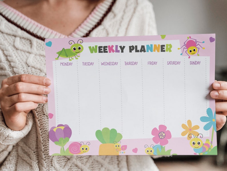 Bugs Weekly Planner Kids, Kids Weekly Planner Printable, Weekly ...