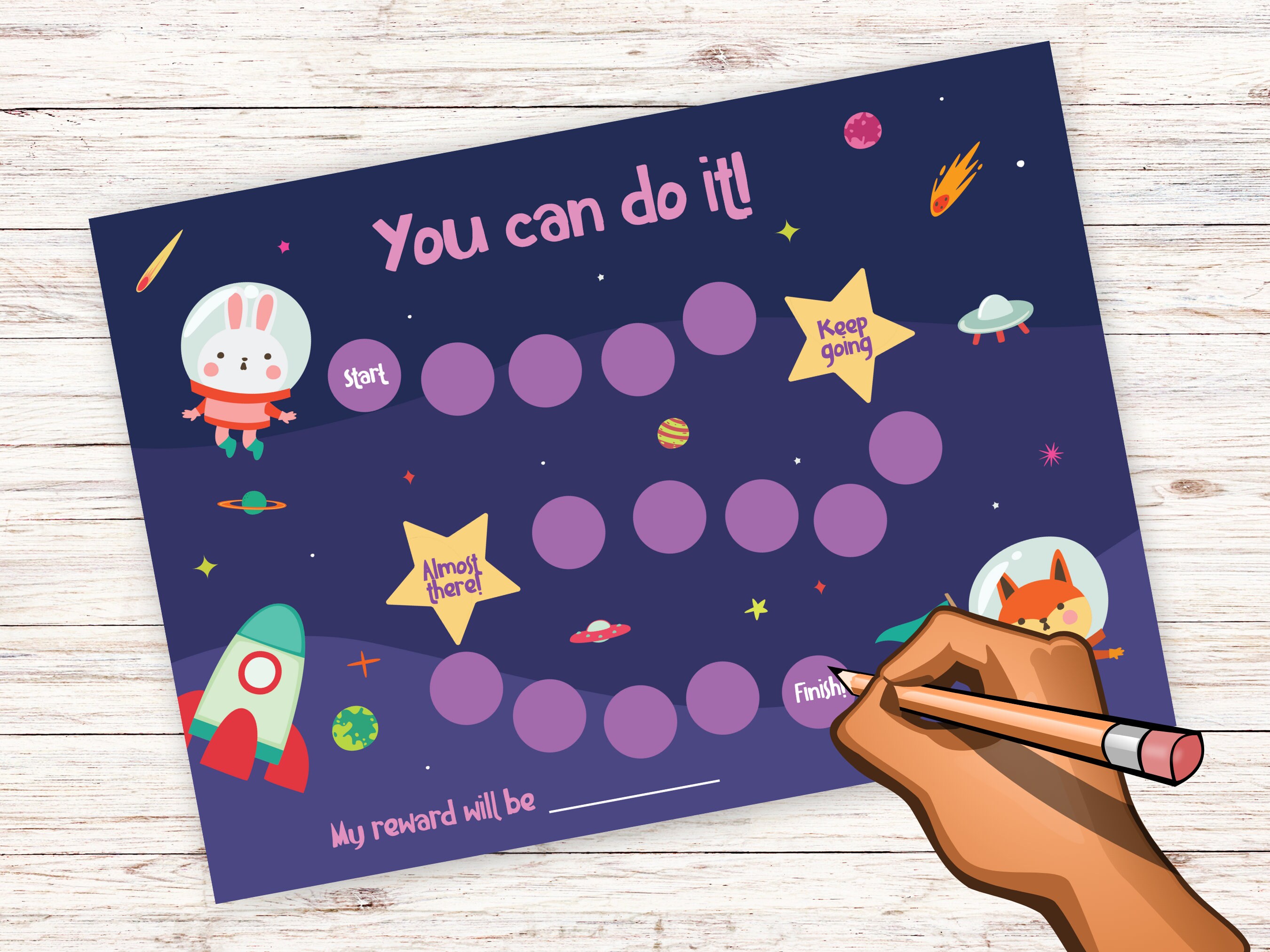 Printable Space Reward Chart for Kids Kids Reward Chart Galaxy Sticker ...