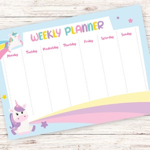 Printable Unicorn Kids Weekly Planner | Unicorn Homeschool Planner ...