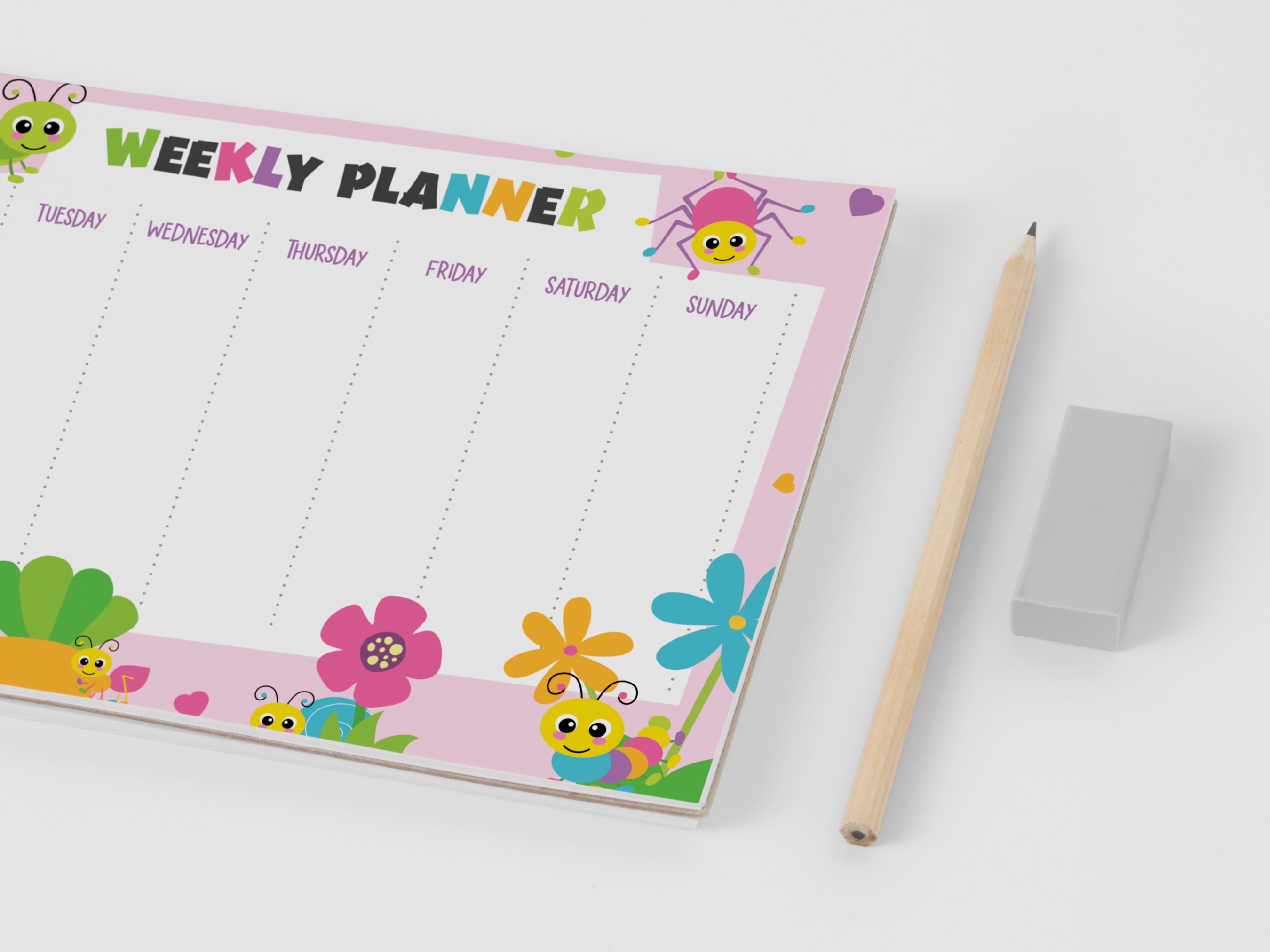 Bugs Weekly Planner Kids, Kids Weekly Planner Printable, Weekly ...