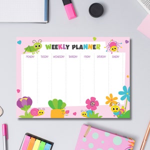 Bugs Weekly Planner Kids, Kids Weekly Planner Printable, Weekly ...