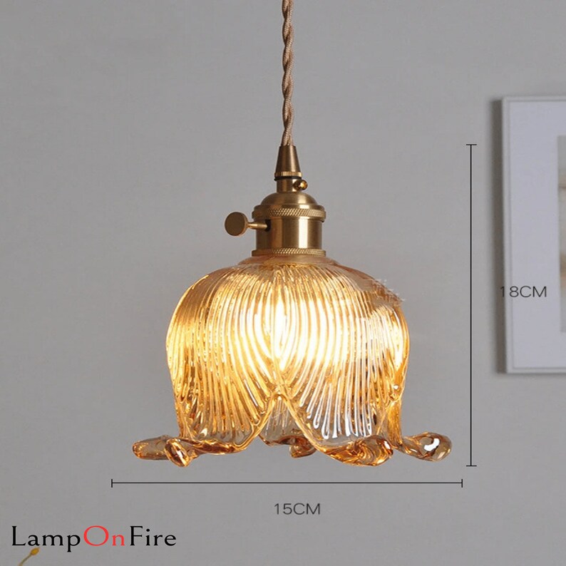 Fluted Glass Short Cylinder Pendant LED Light in Vintage Style Bulb ...