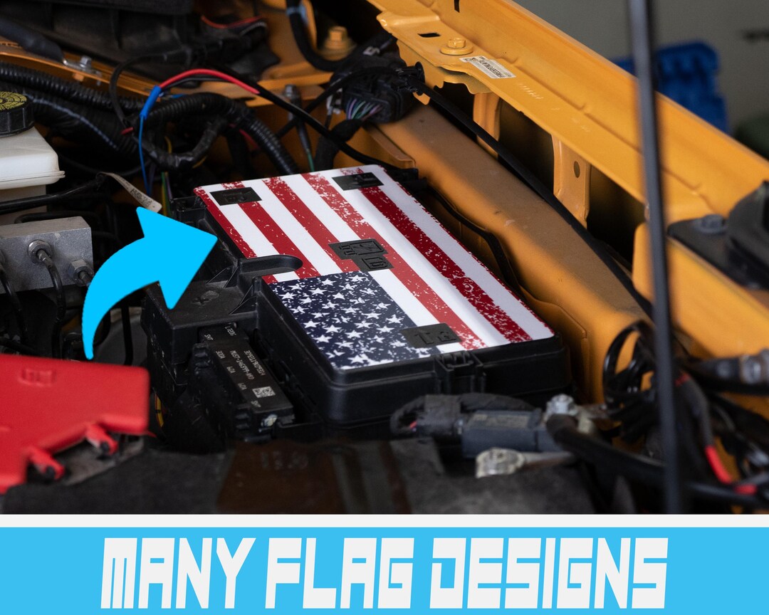 Bronco Fuse Box Lid American Flag Printed Overlay Accent Wrap Decal for ...