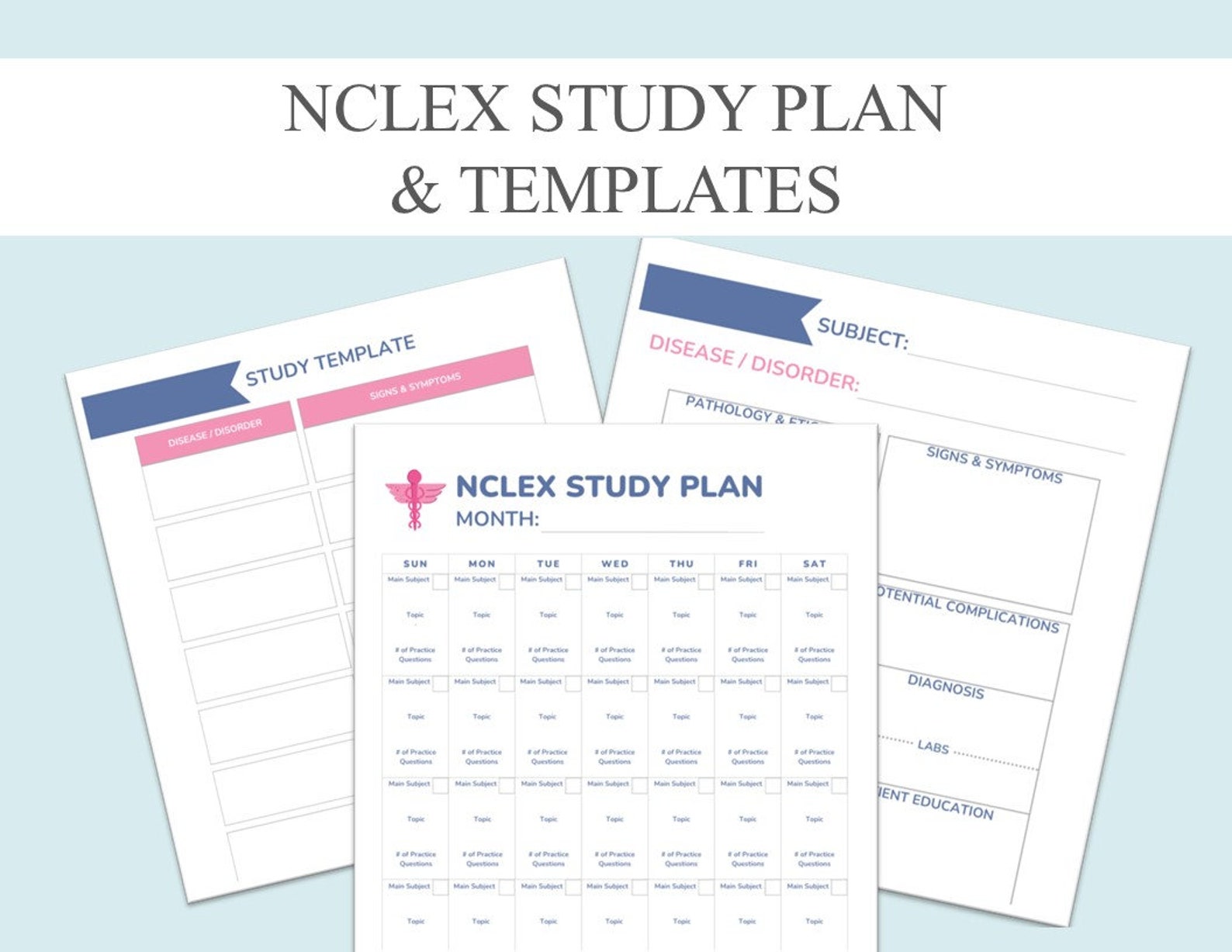 NCLEX Study Plan & Templates | NCLEX Exam | Instant Download - Etsy