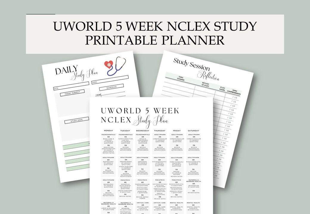 UWORLD 5 Week NCLEX Study Planner | NCLEX Exam | Instant Download - Etsy