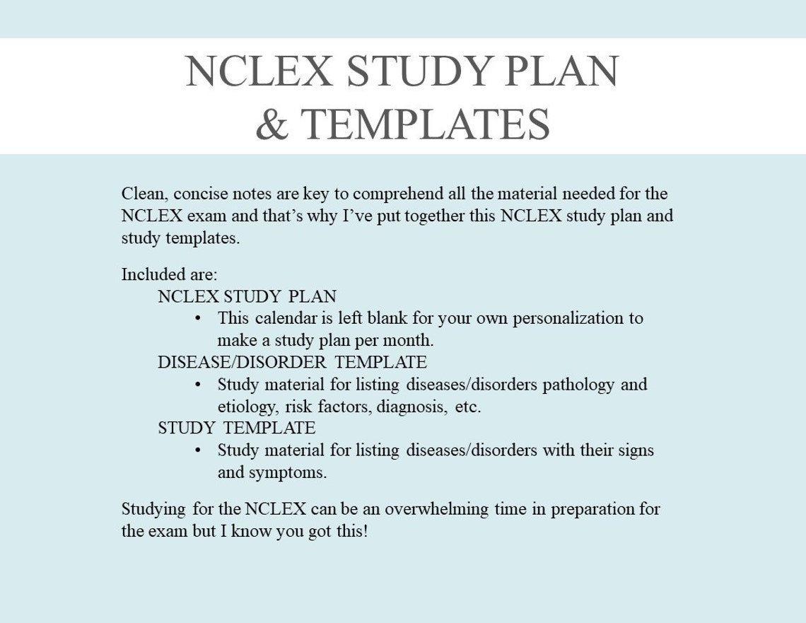 NCLEX Study Plan & Templates | NCLEX Exam | Instant Download - Etsy