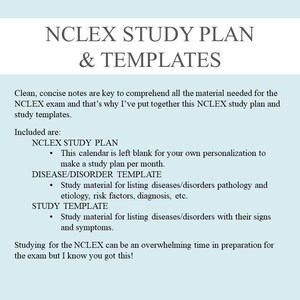 NCLEX Study Plan & Templates | NCLEX Exam | Instant Download - Etsy