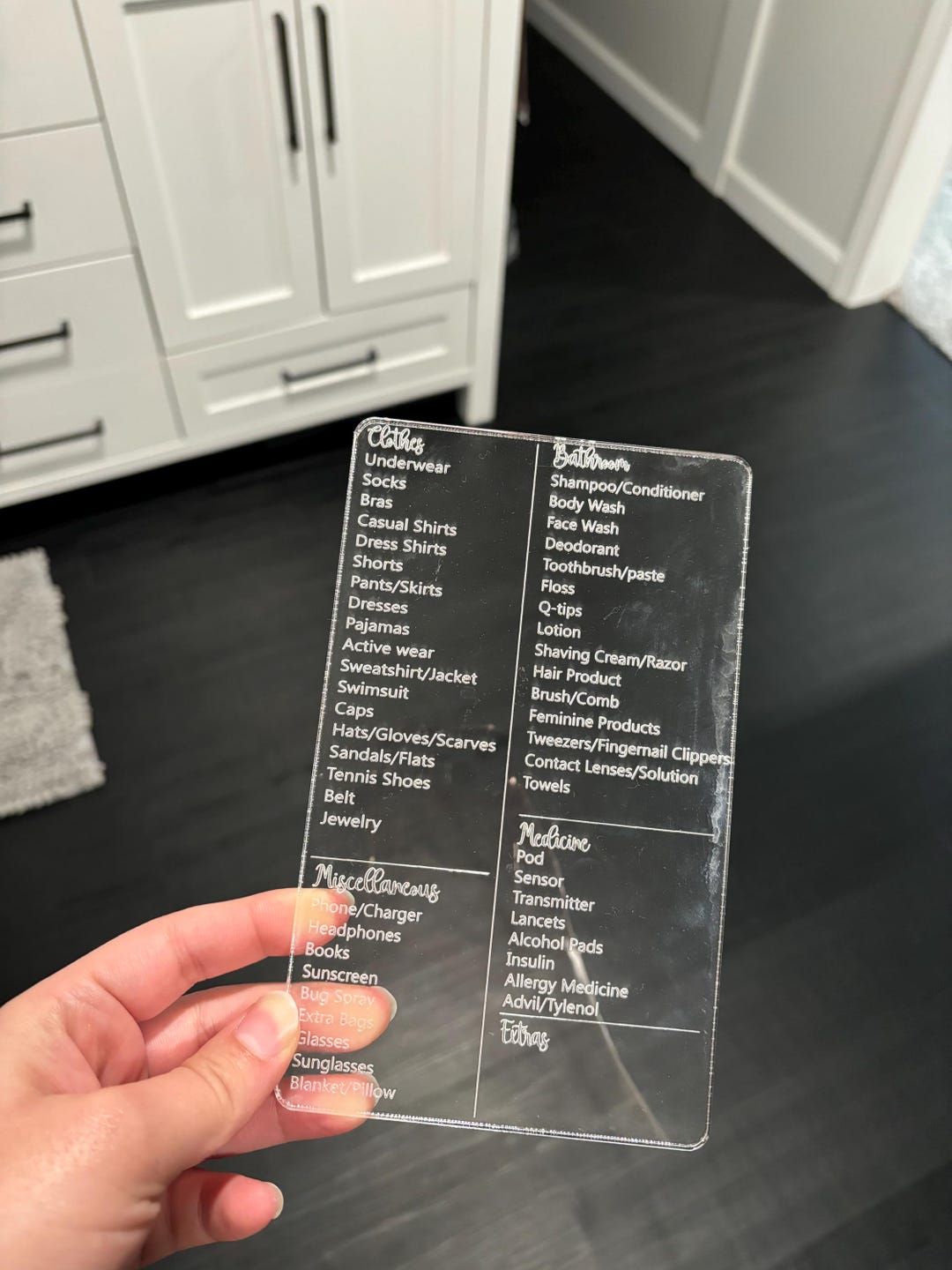 Packing List, Packing Board, to Do, Acrylic Packing List, Packing Chart ...