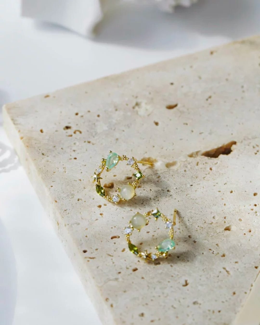 Ocean Gem Earrings, 14K Gold Topaz Ocean Lover Earrings, Recycled Gem ...