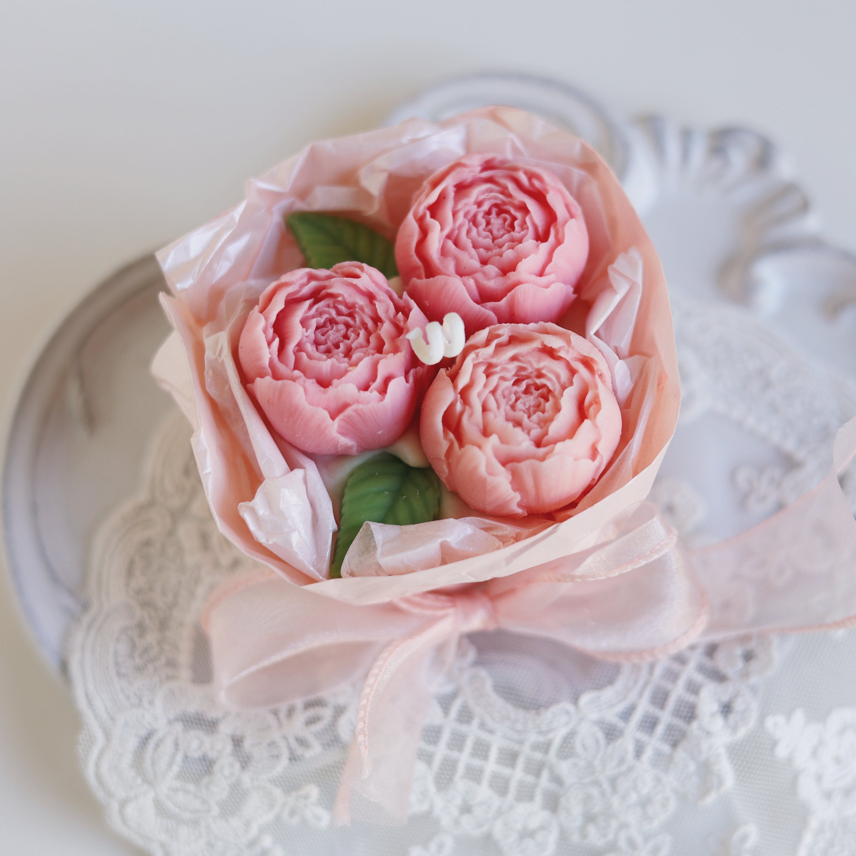 Pink Peony Flower Candle Floral Candle Wedding Decorative Candle House ...