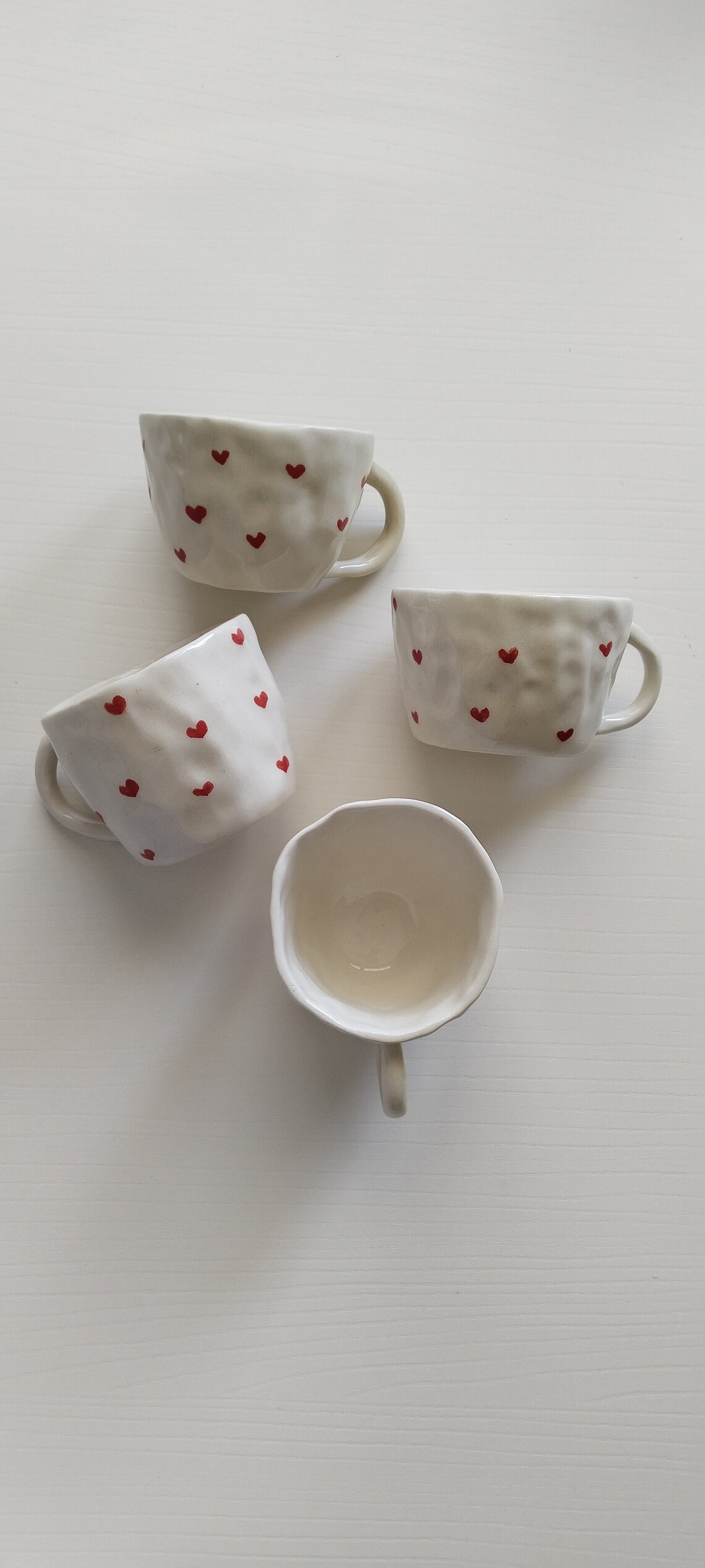 175 200 Ml Handmade Ceramic Heart Mug, Cute Espresso Cup, Kawaii ...