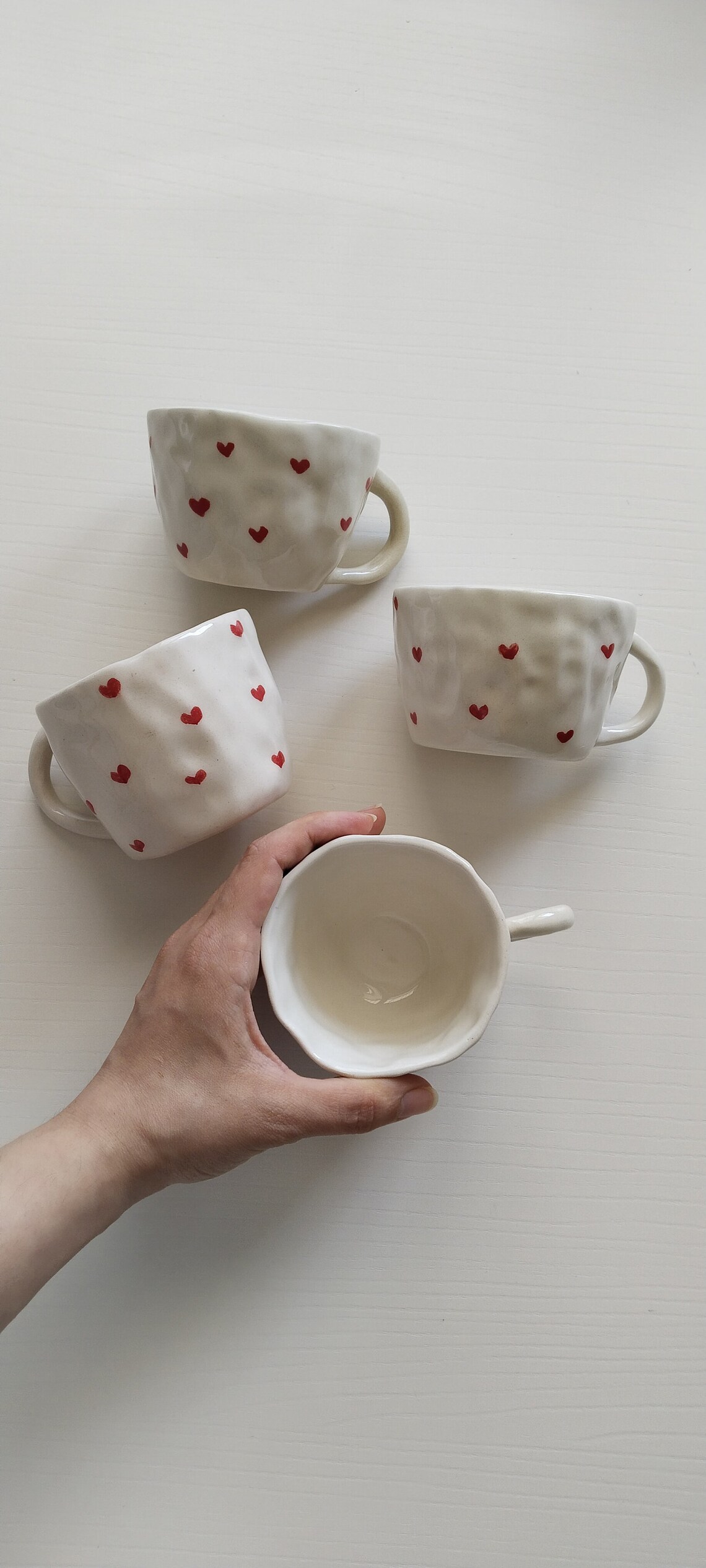 175 200 Ml Handmade Ceramic Heart Mug, Cute Espresso Cup, Kawaii ...