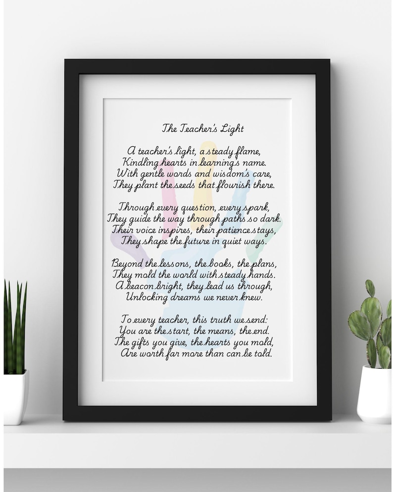 Printable Teacher Poem - Etsy