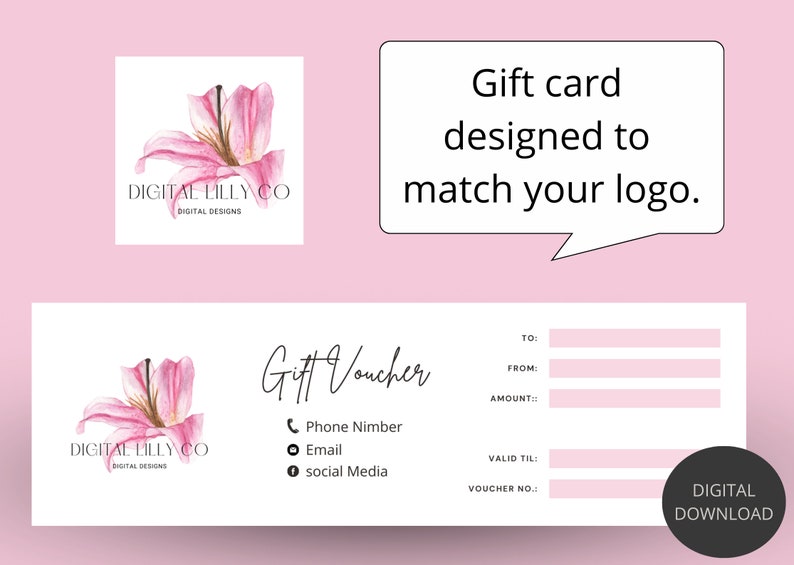 Custom Designed, Digital Download, Gift Voucher, Printable, Small ...