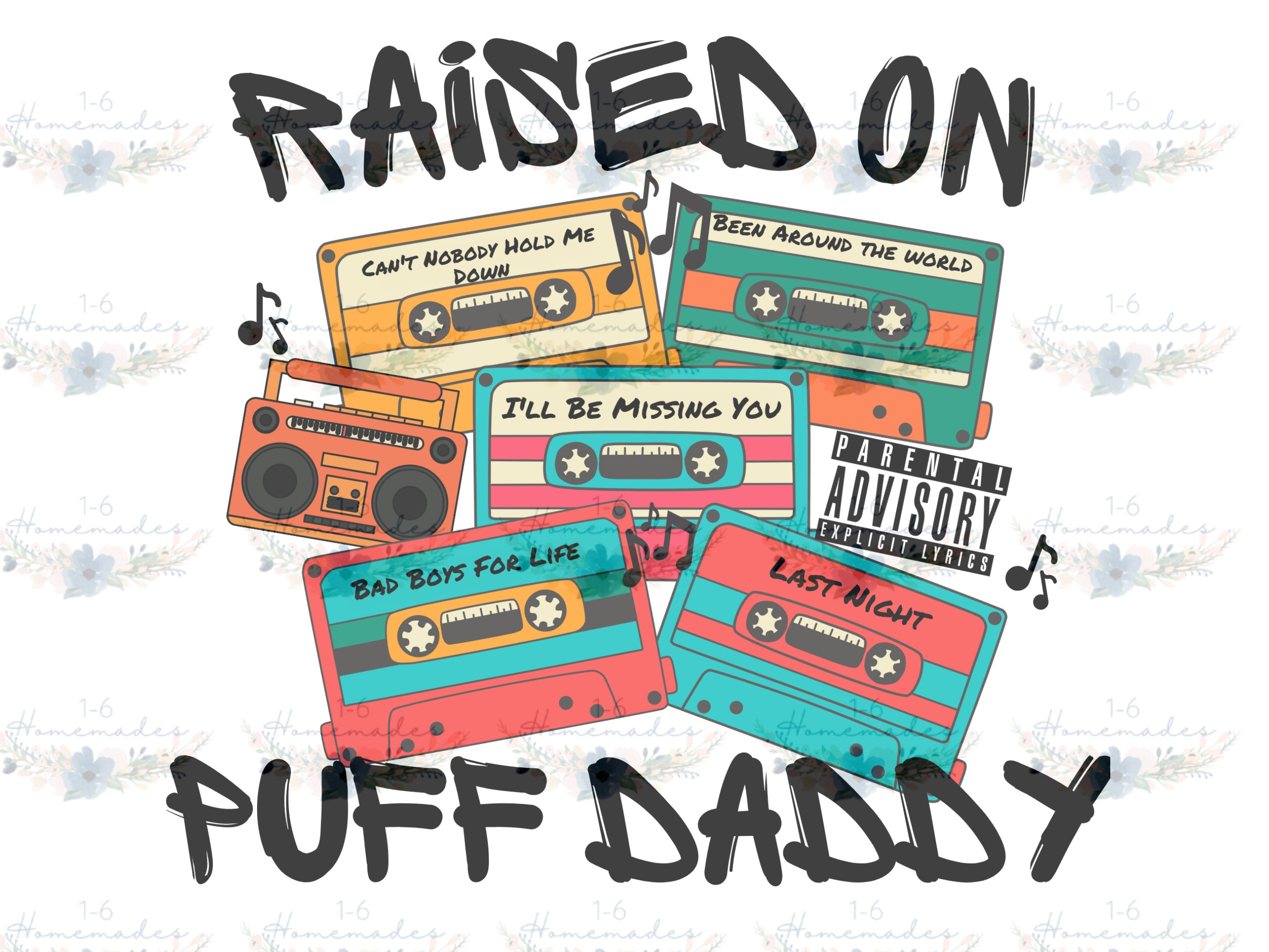 Raised on Puff Daddy PNG Puff Daddy Retro Cassette Tape PNG Instant ...