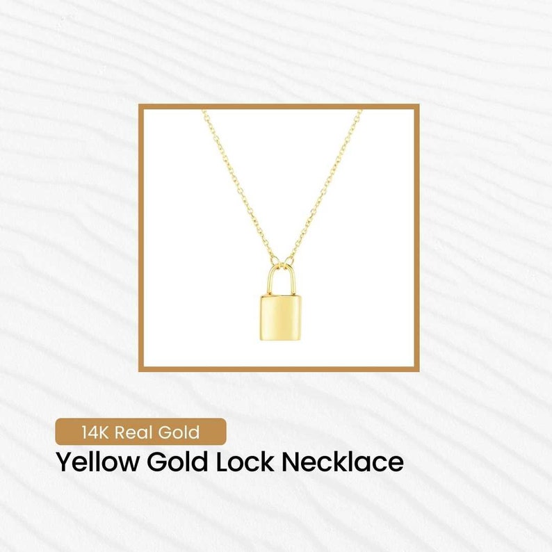 14K Gold Lock Pendant, Lock Necklace, Solid Gold Lock Charm, Everyday ...