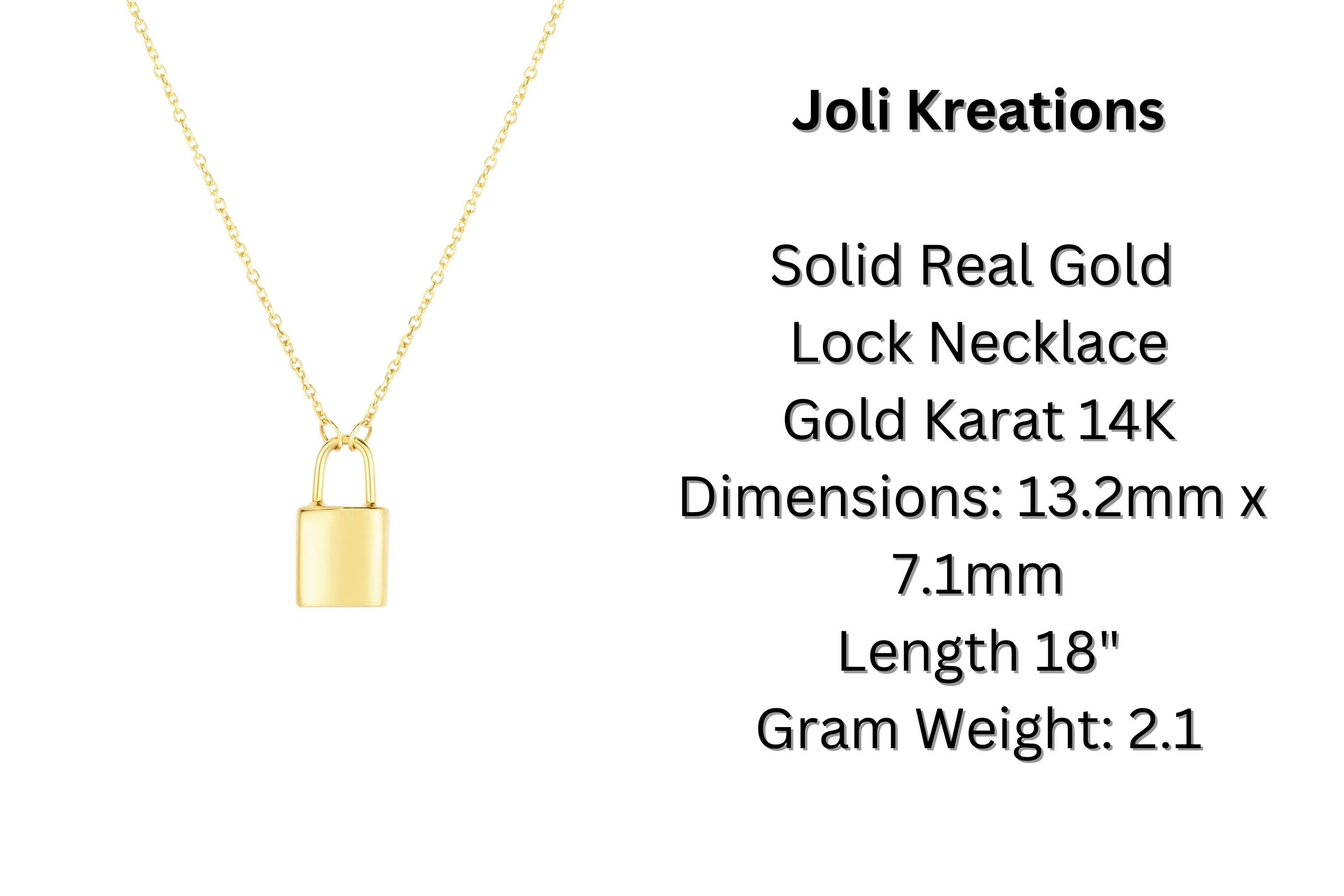 14K Gold Lock Pendant, Lock Necklace, Solid Gold Lock Charm, Everyday ...