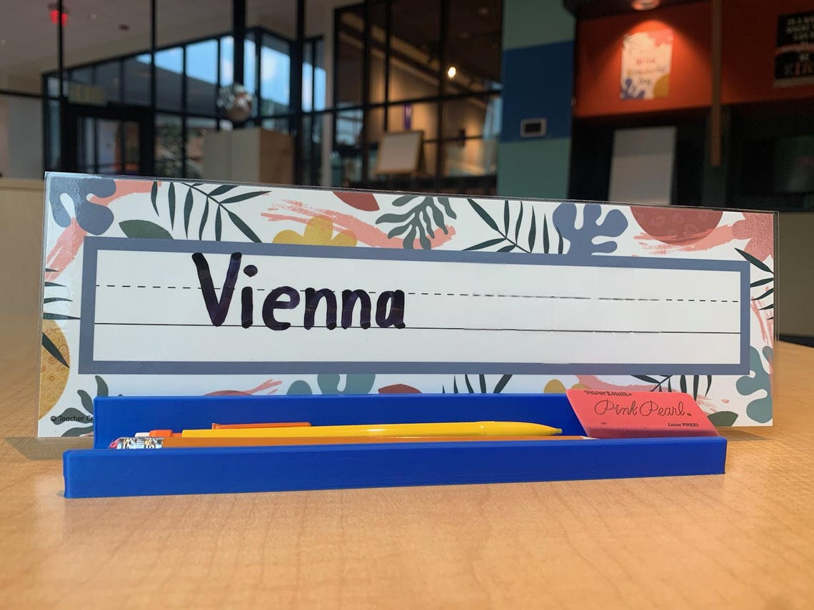 Classroom Desk Name Tag Holders - Stores Name Tag/plate & Pencils ...