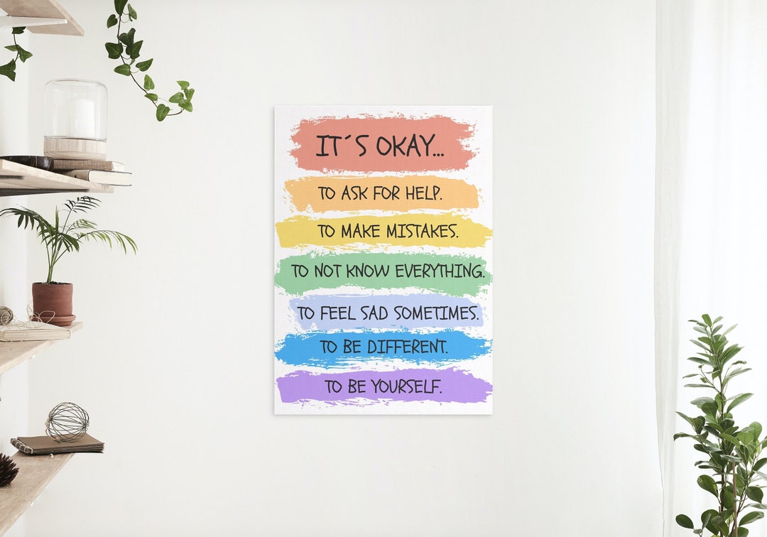 Its Okay Affirmations for Kids Wall Art, Rainbow Affirmations Print ...