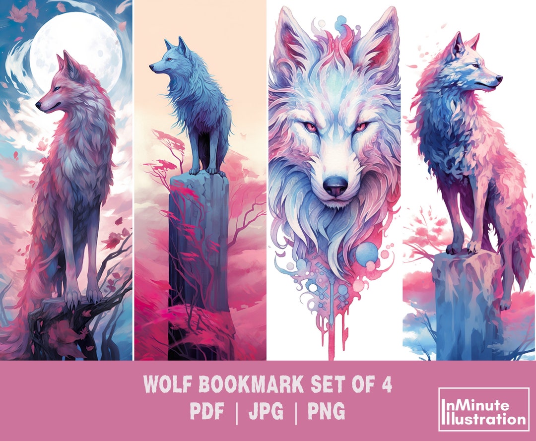 Wolf Bookmark Set 4 Pastel Halloween Bookmarks Printable - Etsy