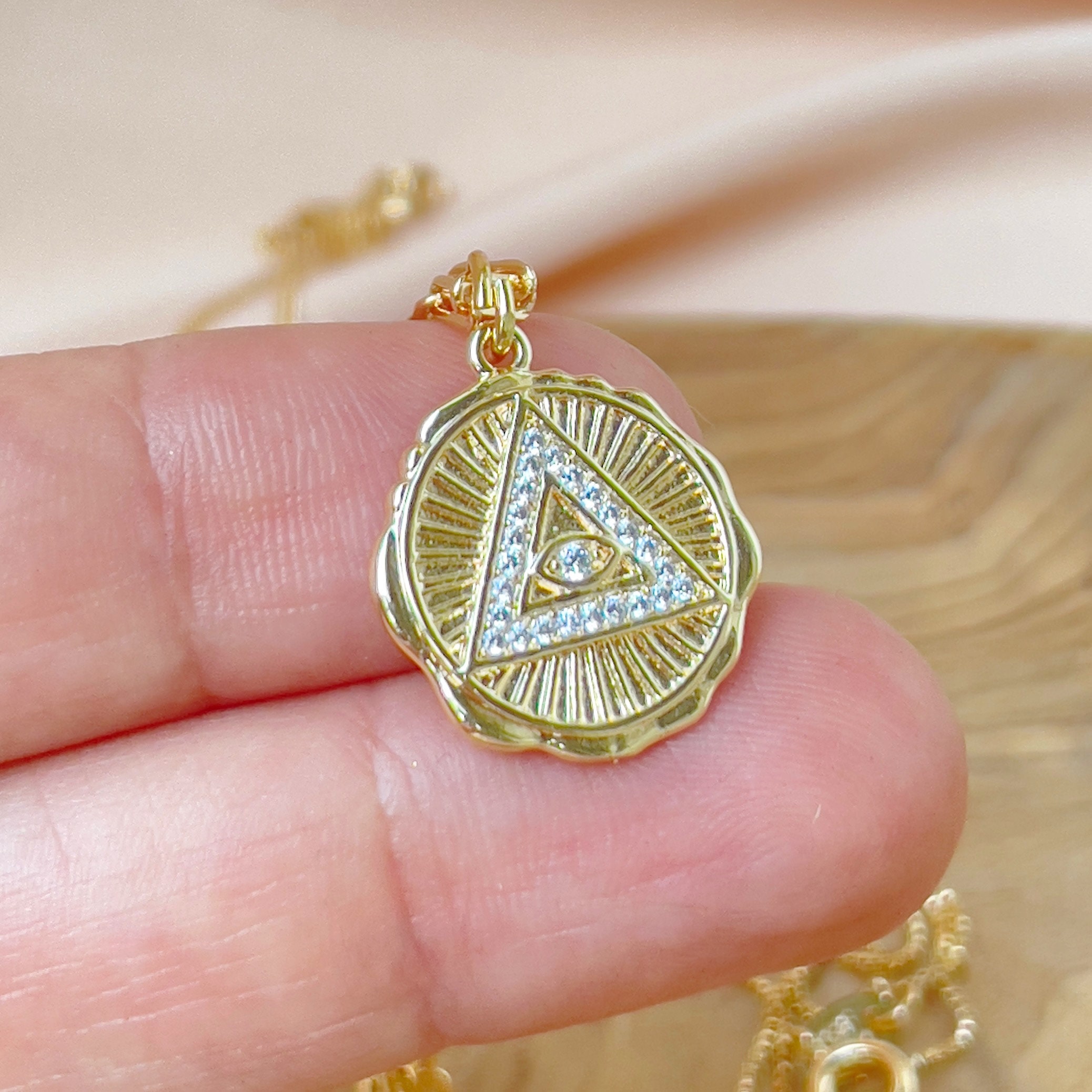 Gold Evil Eye Necklace, Protection Necklace, Dainty Evil Eye Charm ...