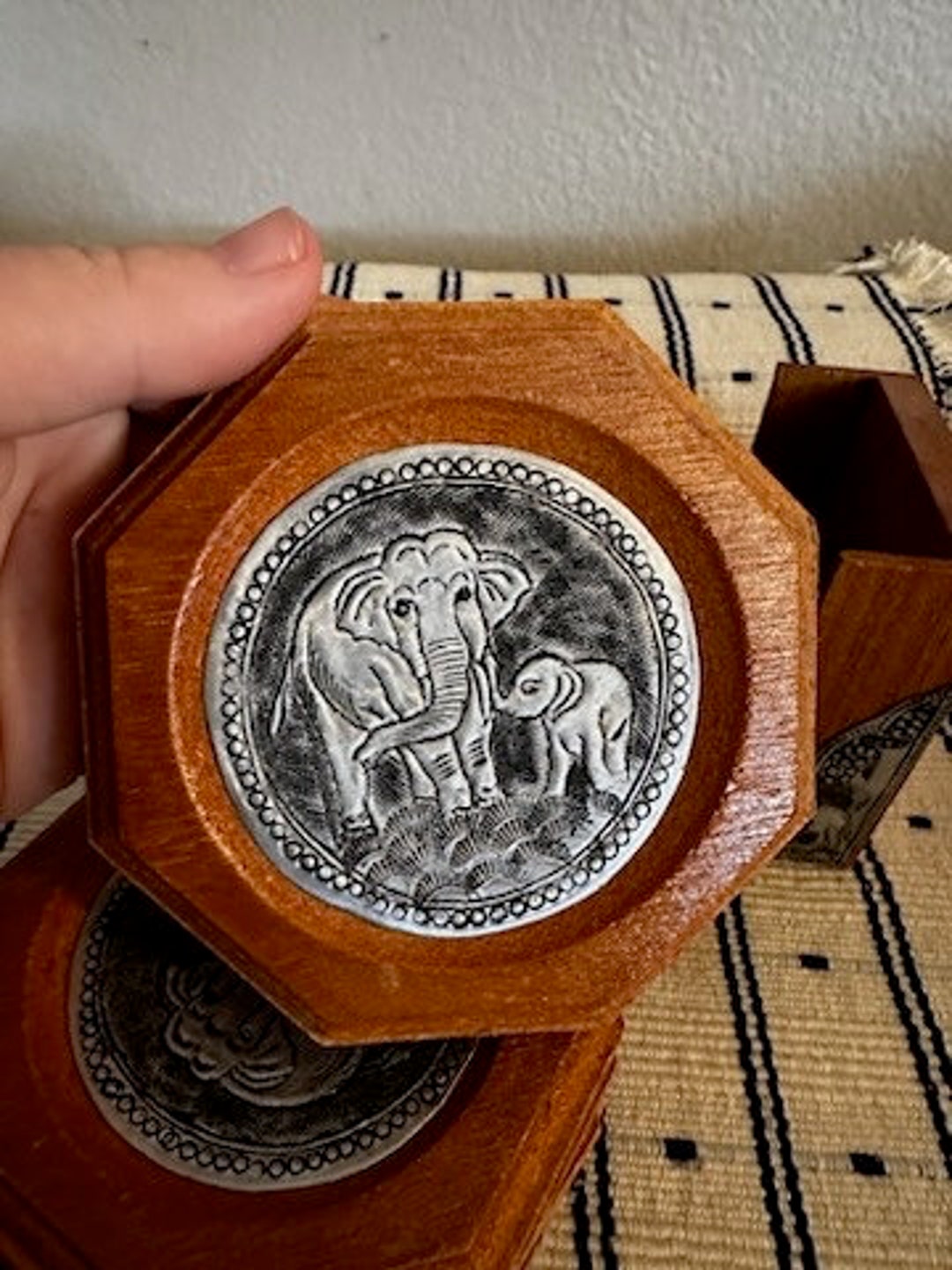 Handmade Wood and Metal Elephant Coasters - Etsy
