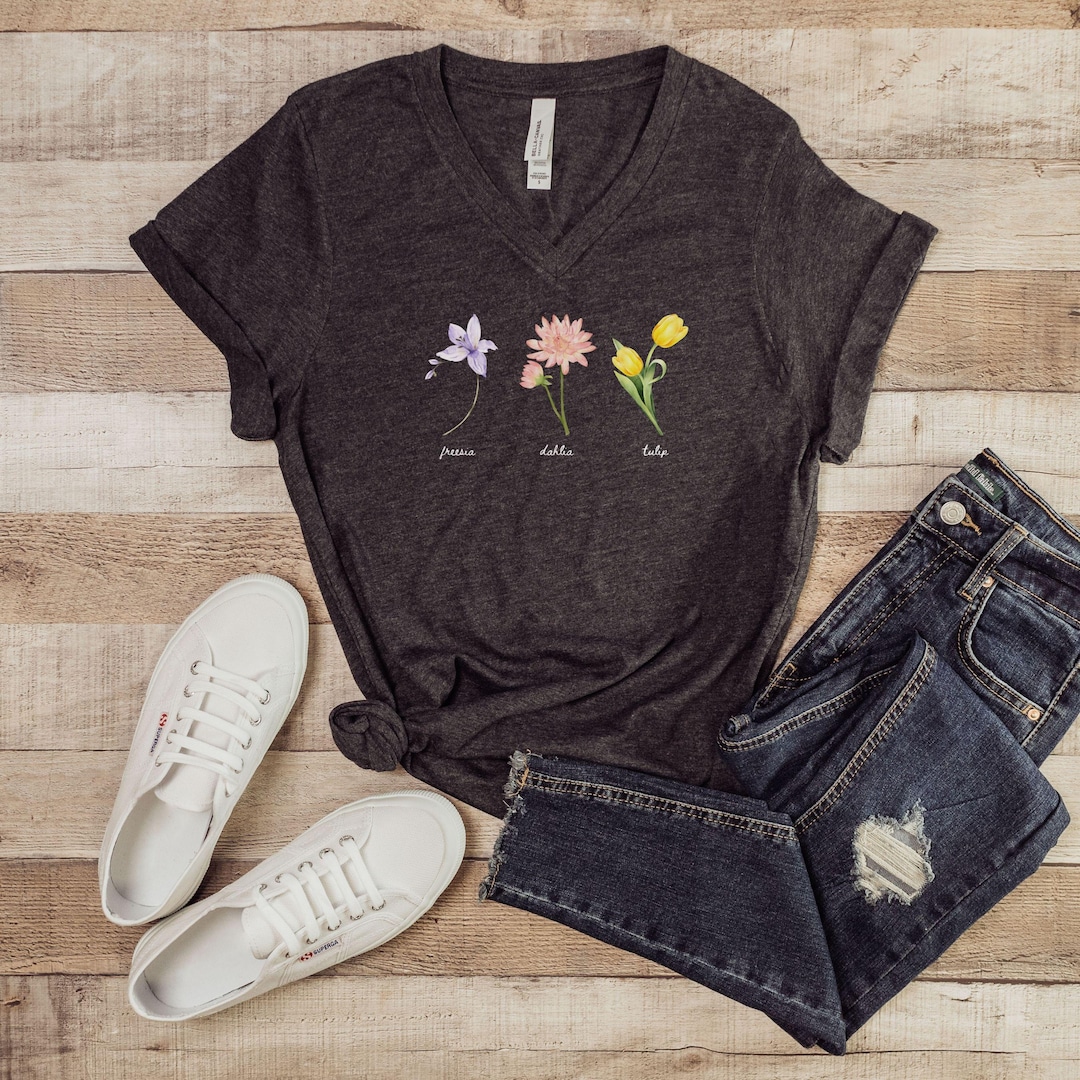 Subtle Flower FDT V-neck, Anti Trump Floral Vneck Shirt, Foxtrot Delta ...