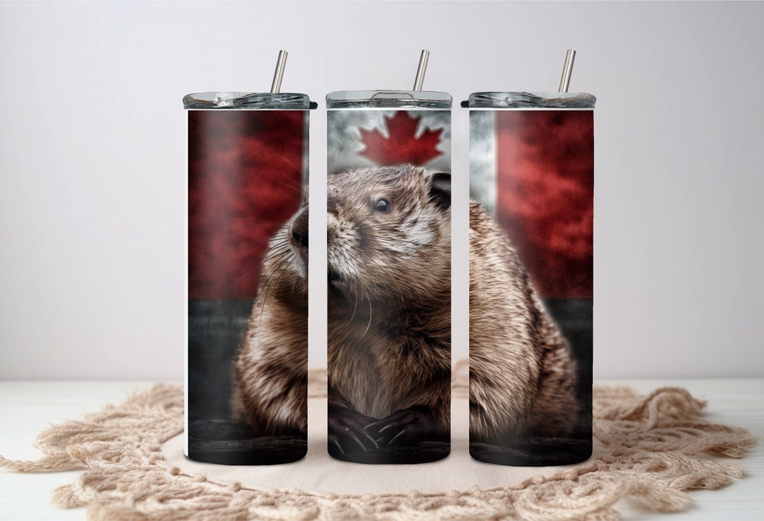 Grungy Canadian Beaver Tumbler Wrap PNG Design, Animal 20 Oz Skinny ...