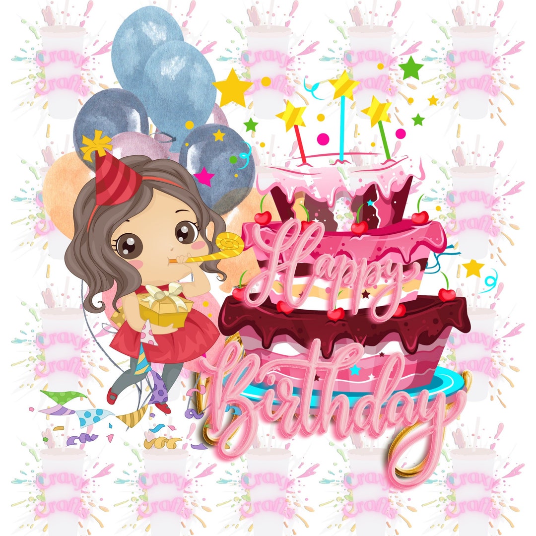 Birthday Girl PNG, Festive Logo & Clip Art for Girls With Balloons and ...