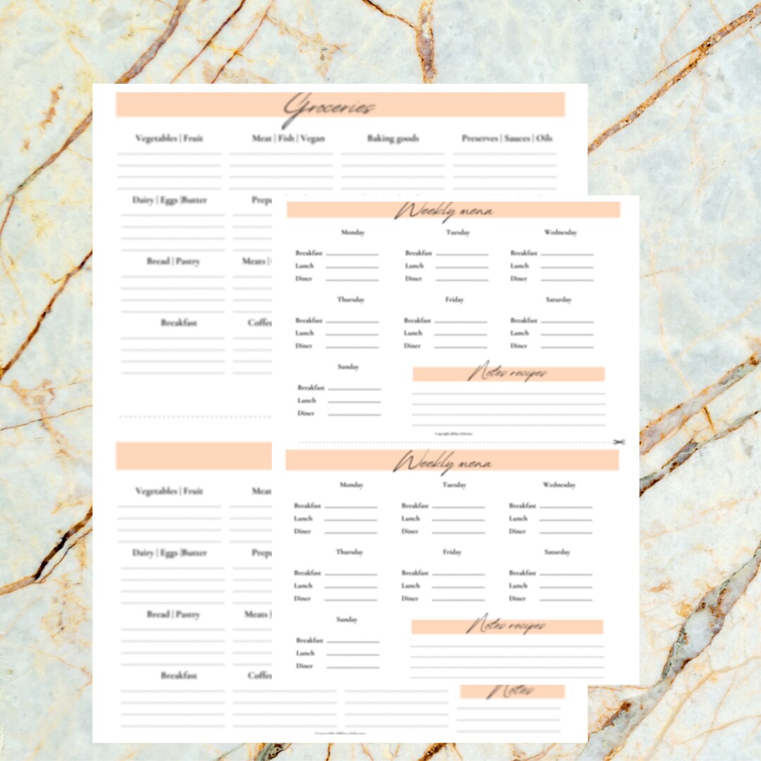 Weekly Meal Planner & Grocery List Printable PDF Meal Prep Digital ...