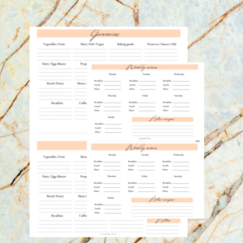 Weekly Meal Planner & Grocery List Printable PDF Meal Prep Digital ...