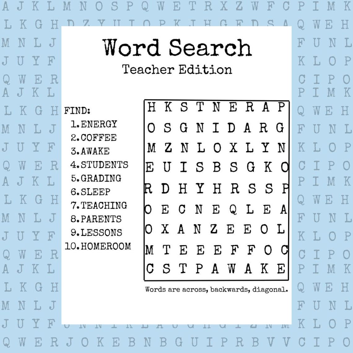 Teacher Word Search - Etsy