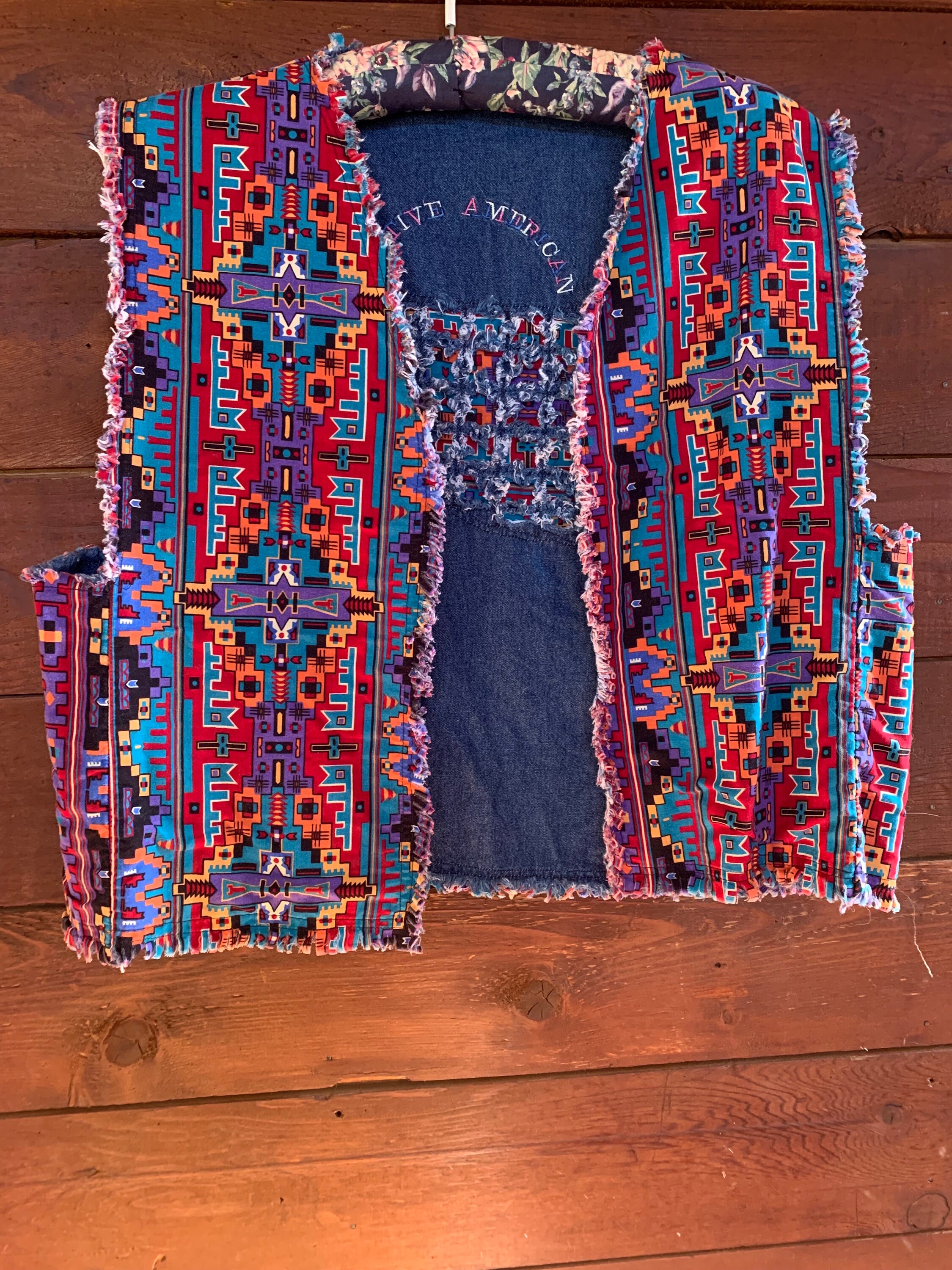 Vintage Handmade Reversible Oklahoma Native American Folk Art Denim ...