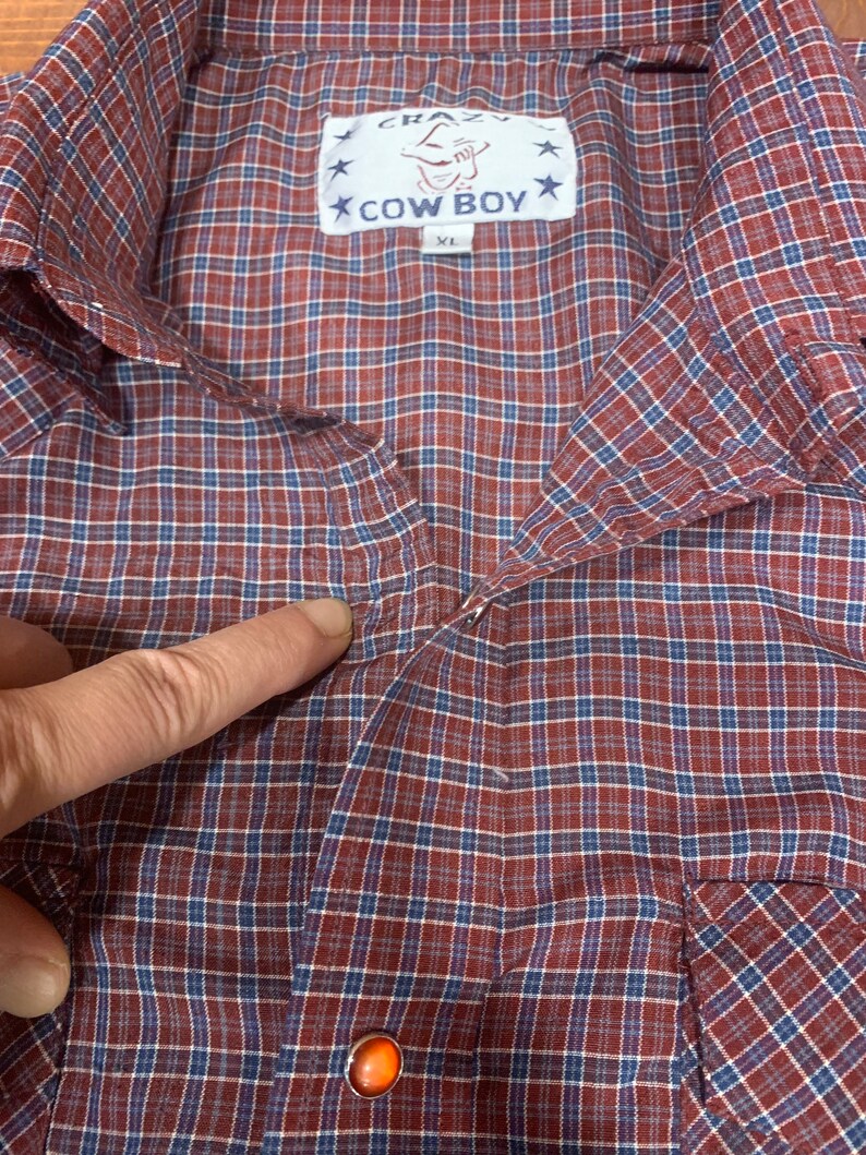 Vintage 80s Country Western Pearl Snap Plaid Shirt With Red Snaps for ...