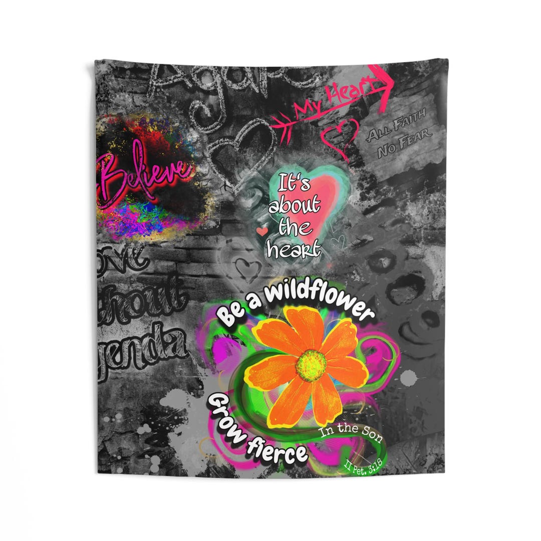 Graffiti Indoor Wall Tapestry, Colorful Home Decor, Living Room Art ...