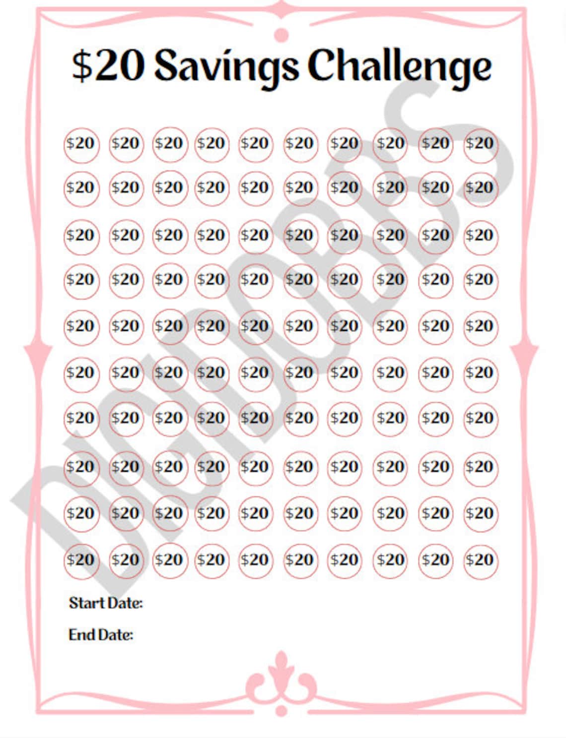 Printable Savings Challenge, Digital Download, Envelope Challenge ...
