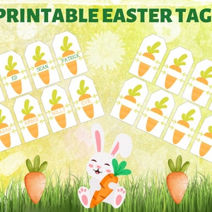 Easter Carrot Tags, Printable, Customizable, Add Name, Digital Download ...