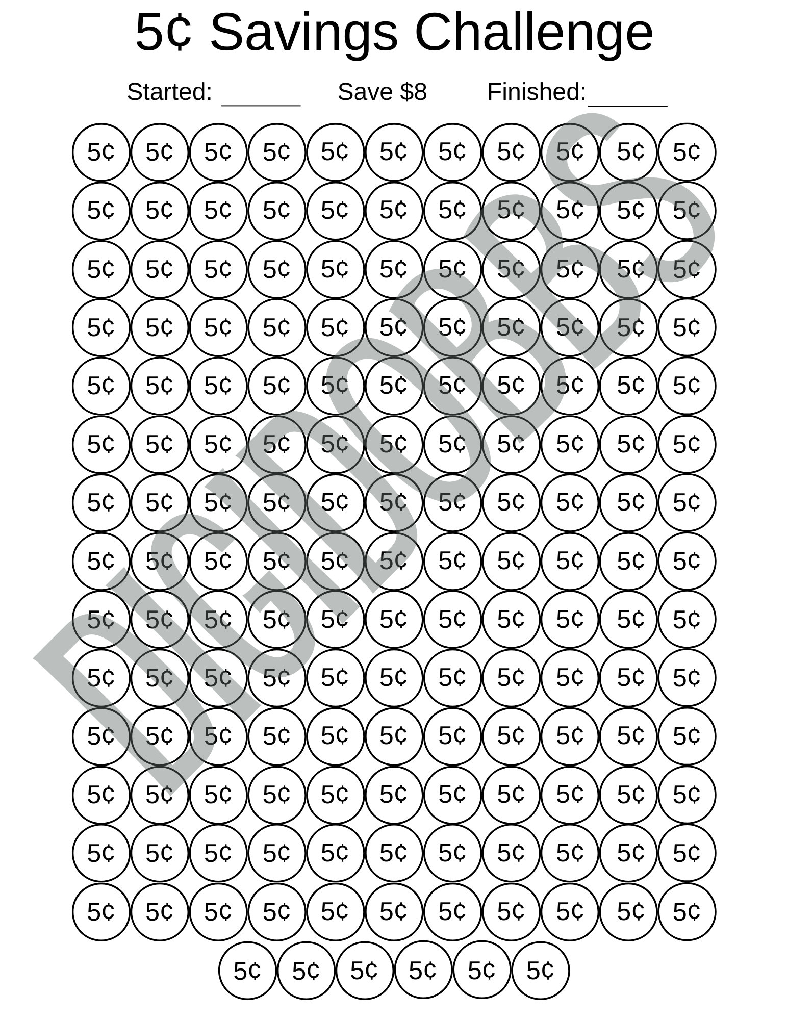 Spare Change Coin Saving Challenge, Save Quarters, Dimes, Nickels or ...