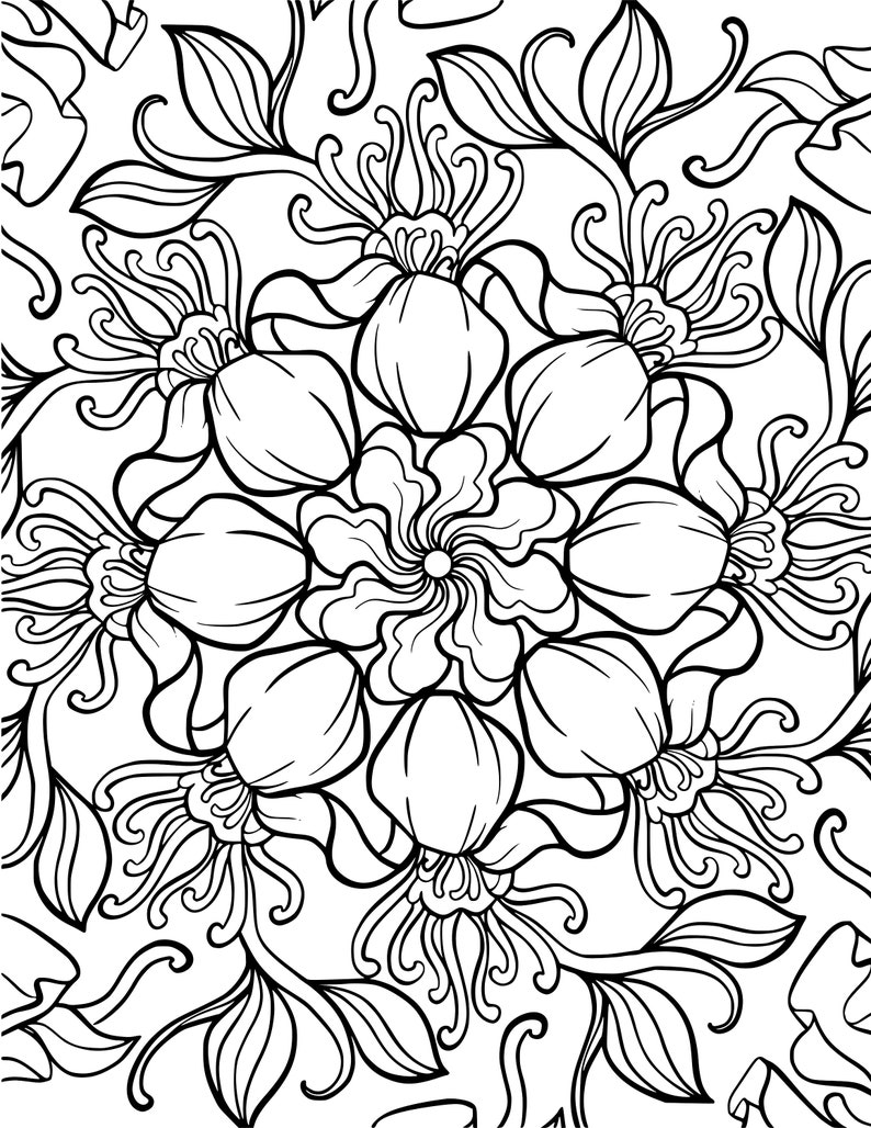 Whimsical Flowers (23 Sheets) Coloring Book - Etsy
