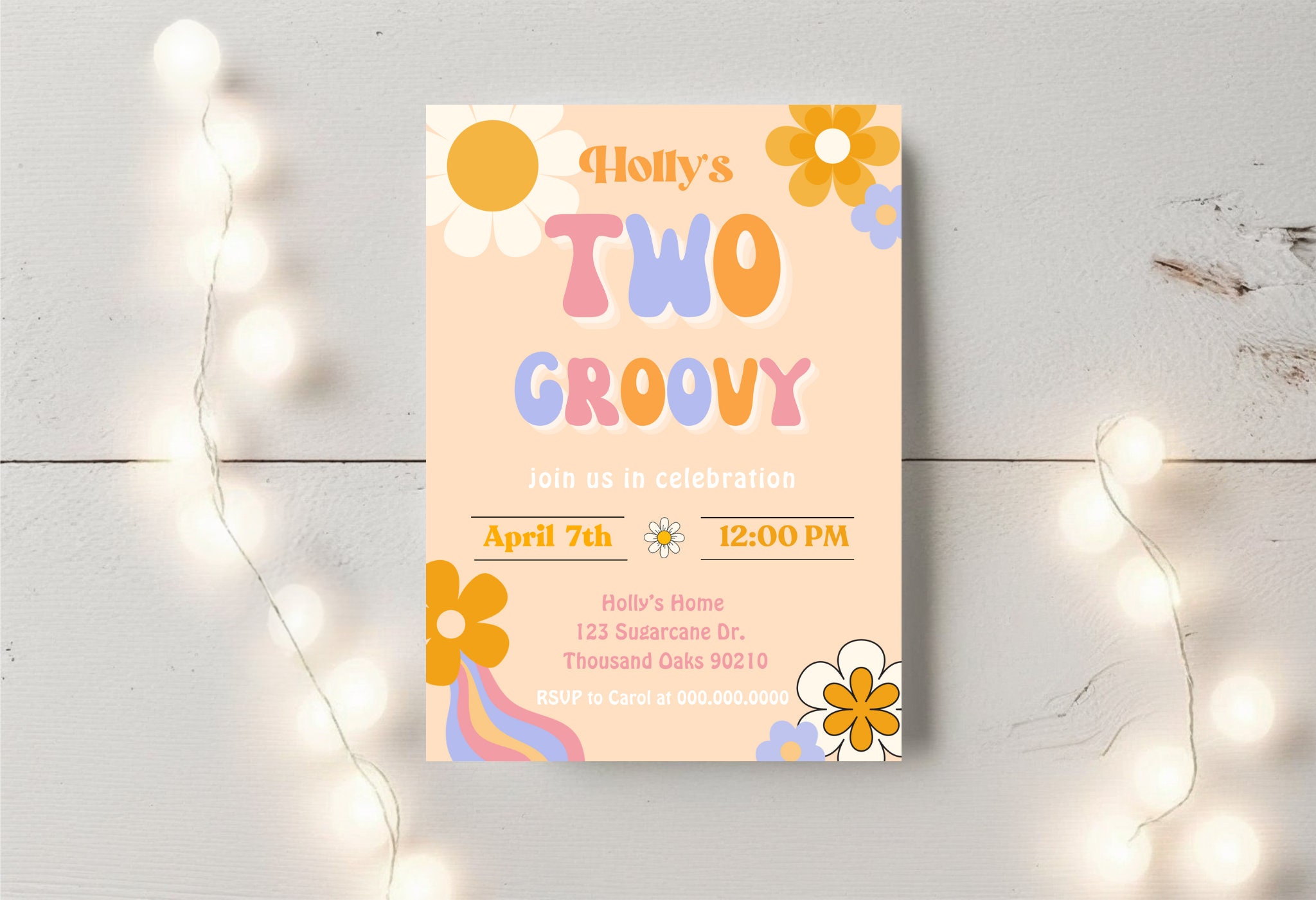Two Groovy Invitation - Etsy