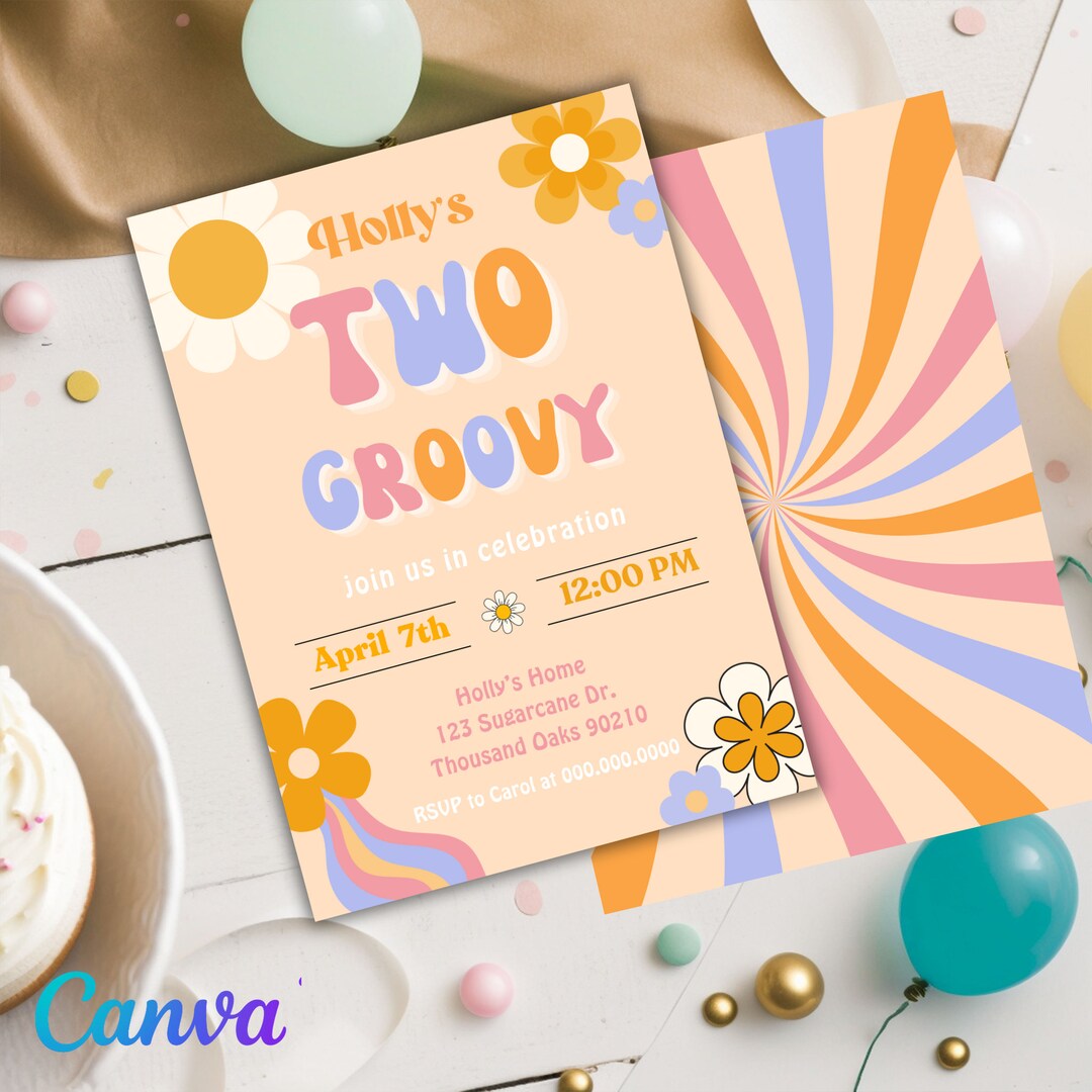 Two Groovy Invitation - Etsy